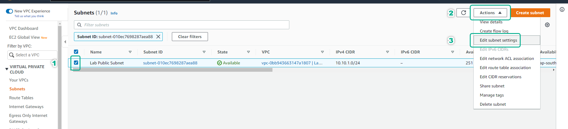 Create Public Subnet :: AWS System Manager